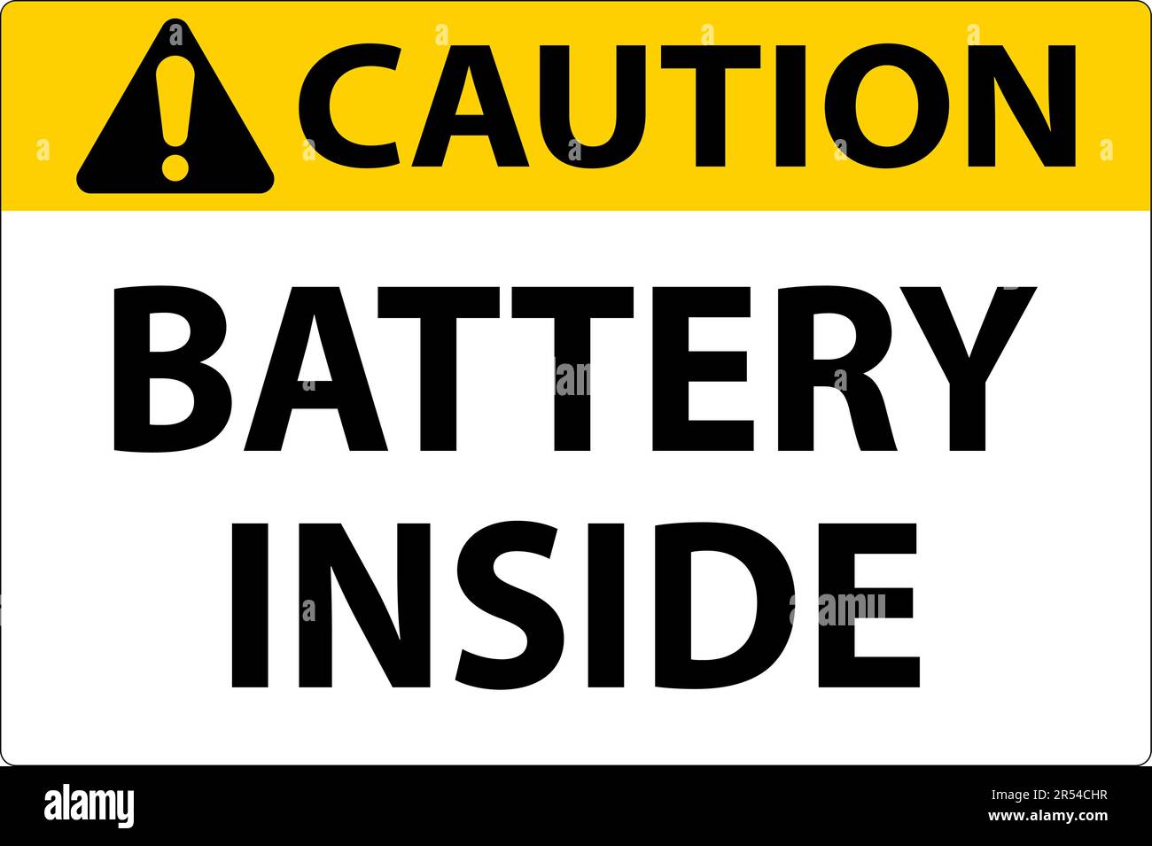 Caution Sign Battery Inside On White Background Stock Vector Image ...