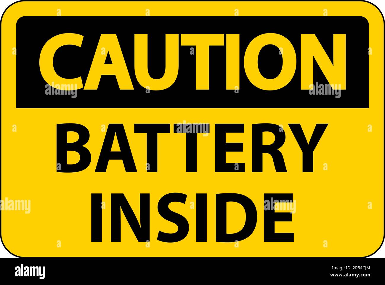Caution Sign Battery Inside On White Background Stock Vector Image ...