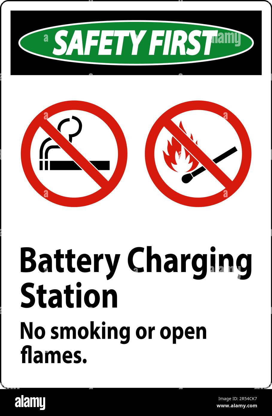 Safety First Sign Battery Charging Station, No Smoking Or Open Flames ...