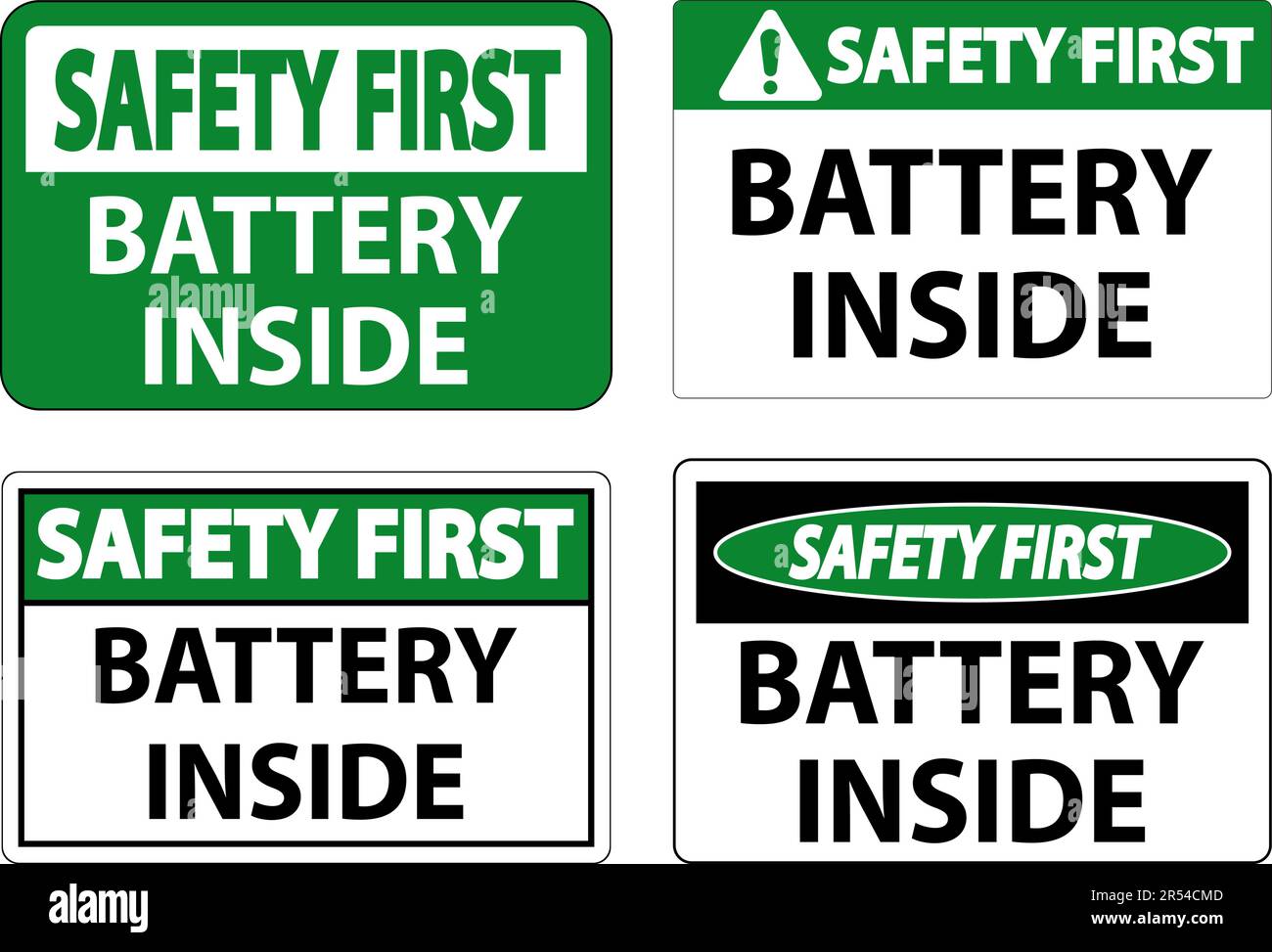Safety First Sign Battery Inside On White Background Stock Vector Image ...