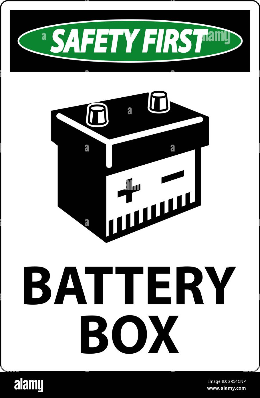Safety First Battery Box with Icon Sign On White Background Stock ...