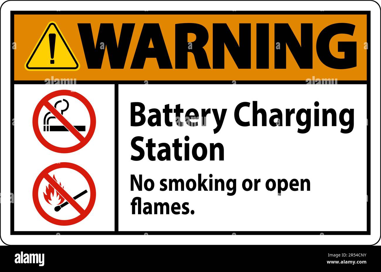 Warning Sign Battery Charging Station, No Smoking Or Open Flames Stock ...