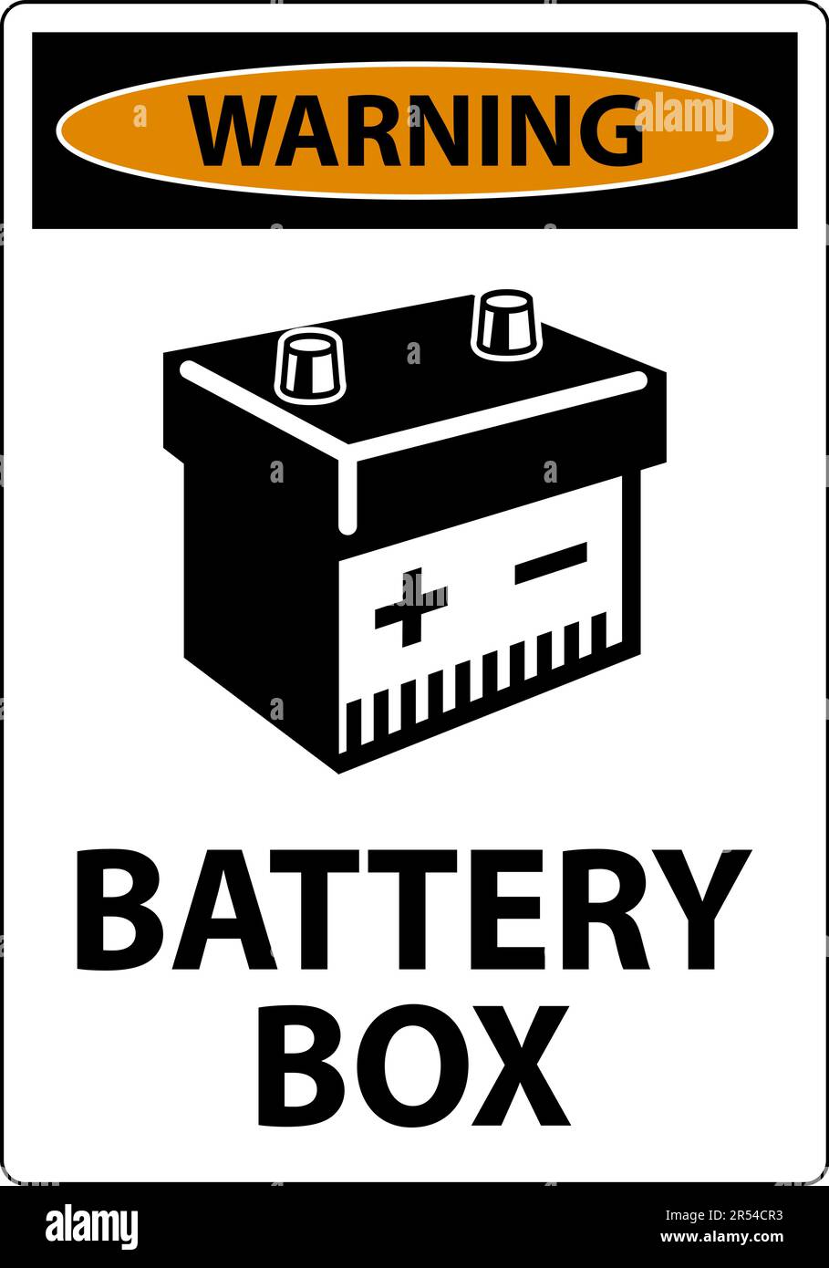 Warning Battery Box with Icon Sign On White Background Stock Vector ...