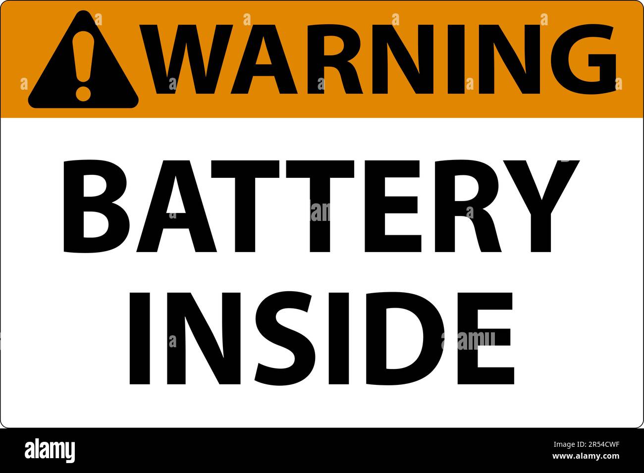 Warning Sign Battery Inside On White Background Stock Vector Image ...
