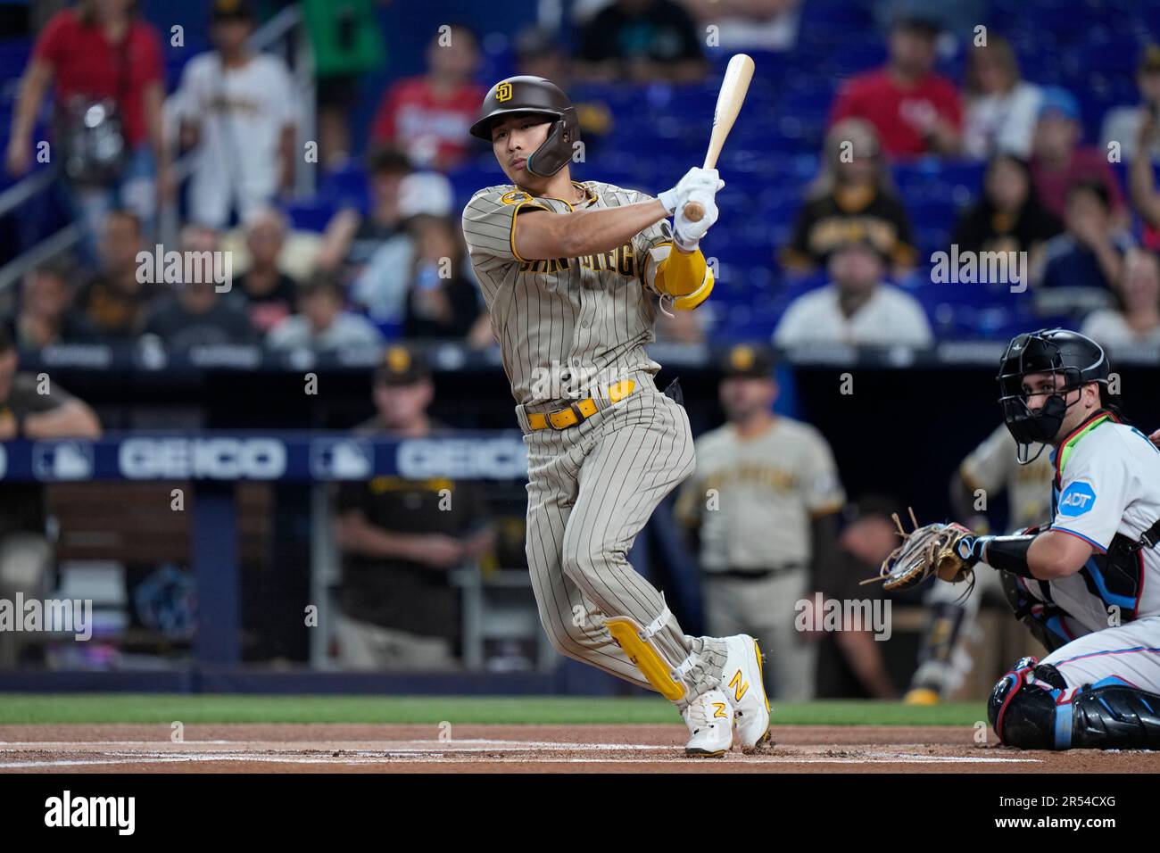 San Diego Padres' Ha-Seong Kim bats during the first inning of a ...