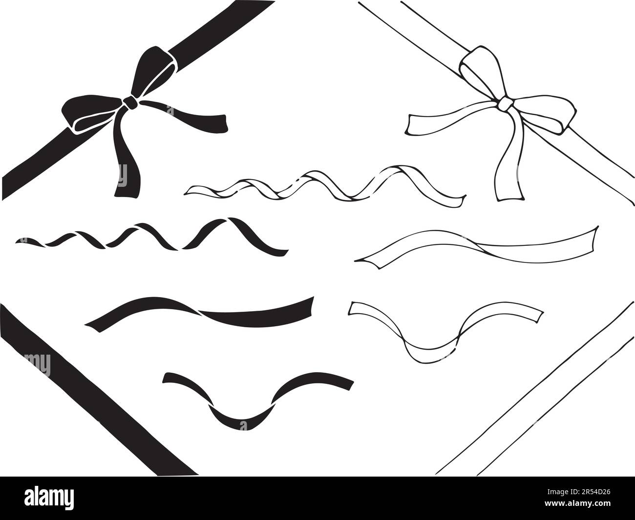Simple black and white ribbons that can be used for wrapping and frames ...