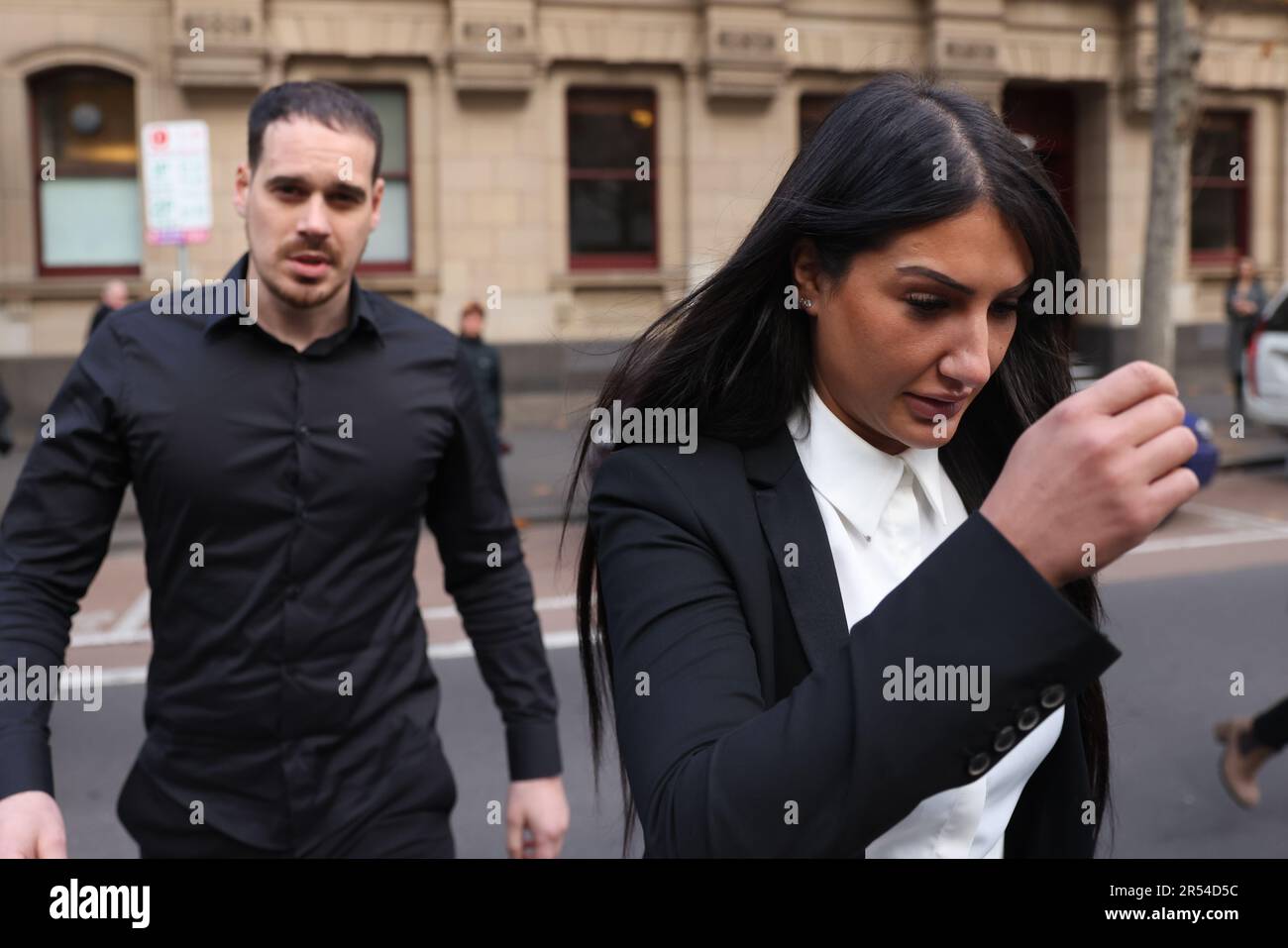 Melbourne, Australia. 01st June, 2023. Athar Almatrah (right) departs ...