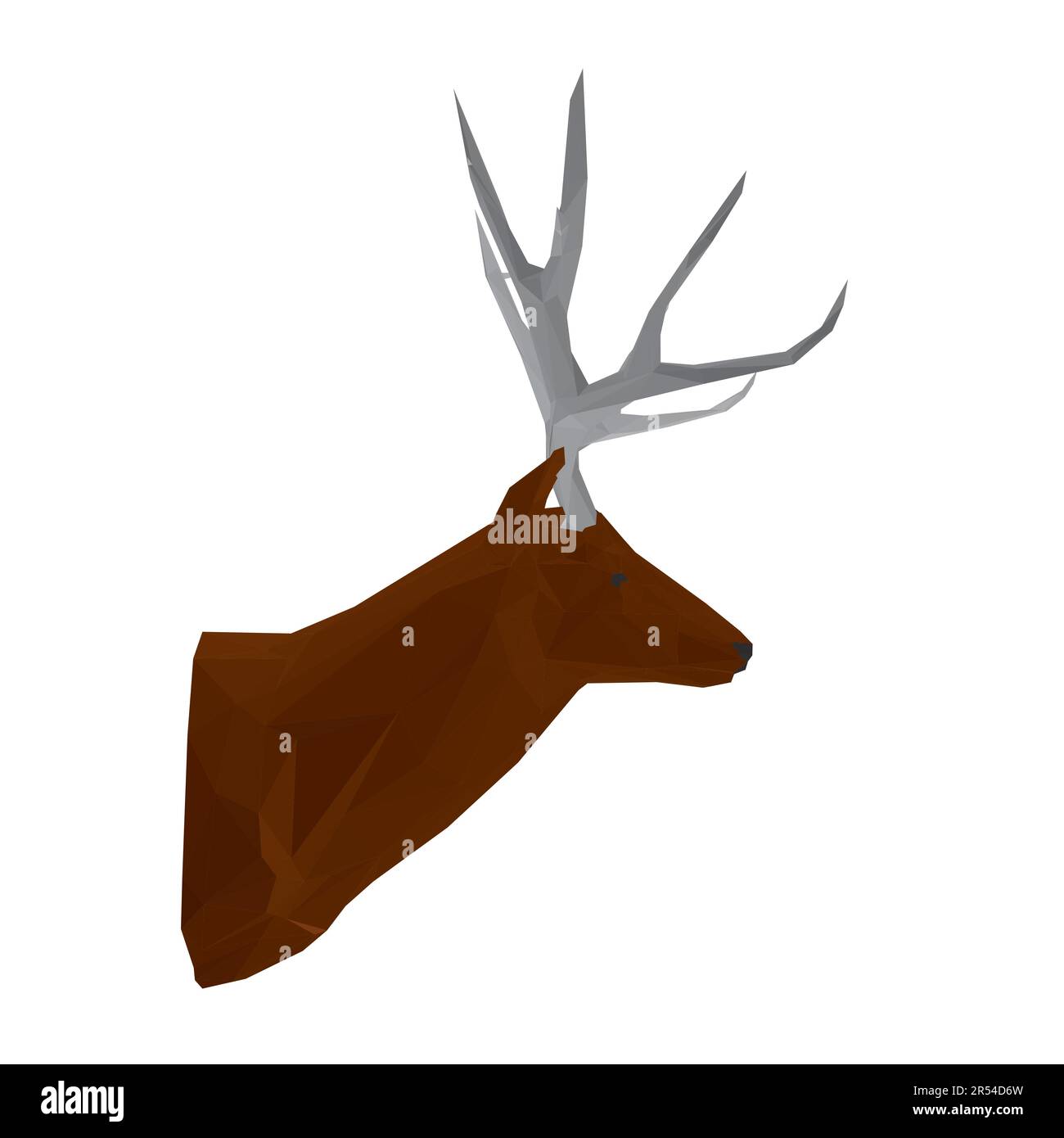 Deer polygonal Illustration Low poly deer with horns Wild deer head ...
