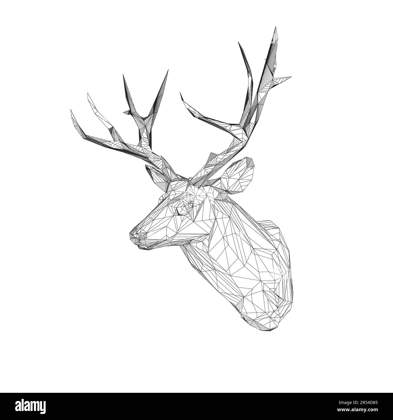 Abstract polygonal the head of a deer. Geometric linear animal. Vector ...