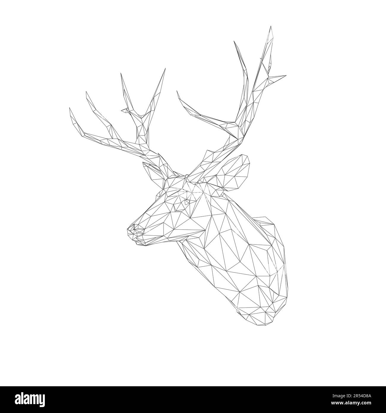 Head Deer with Horn. Low poly model design. Vector illustration. Low ...