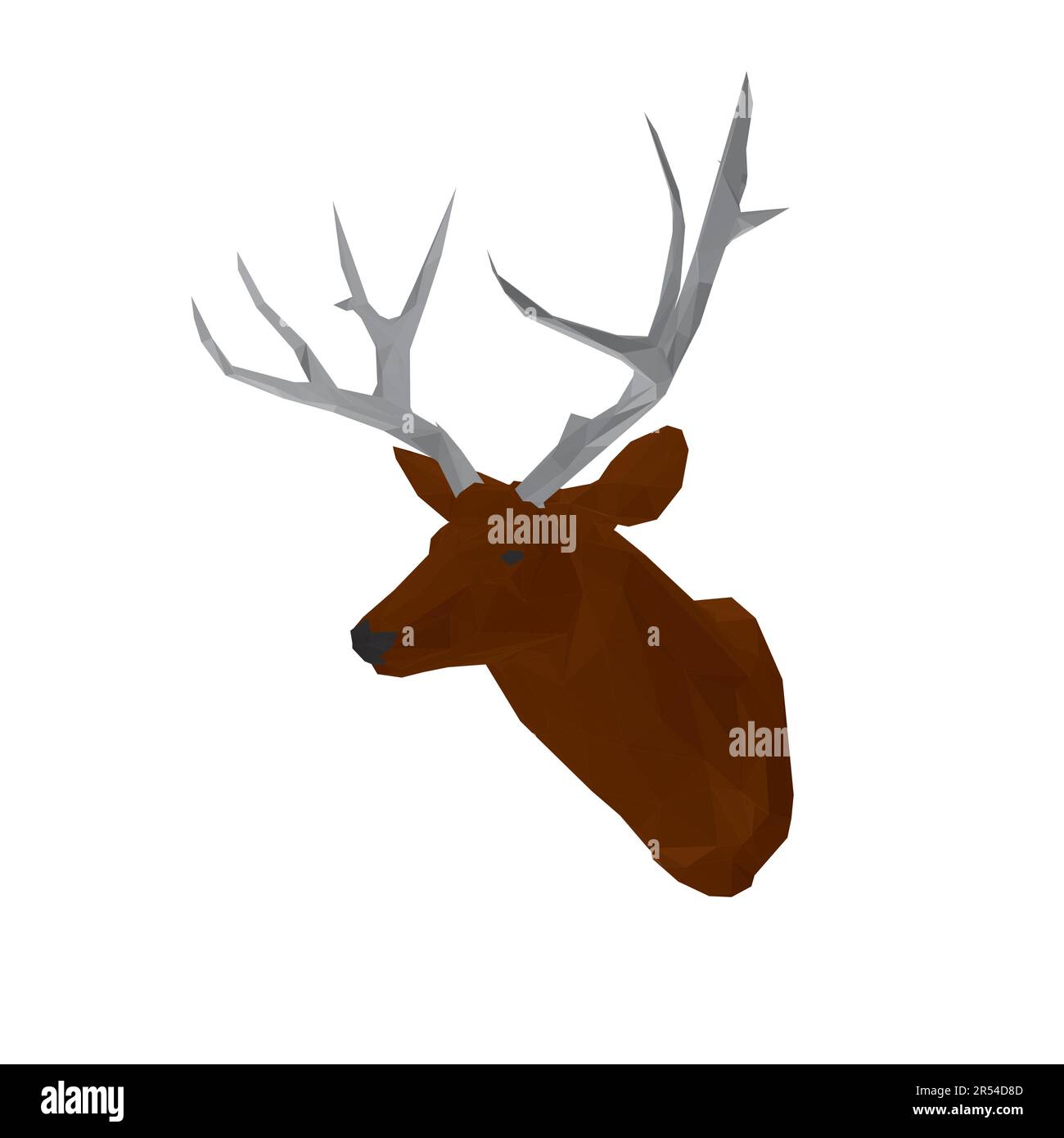 Deer polygonal Illustration Low poly deer with horns Wild deer head ...