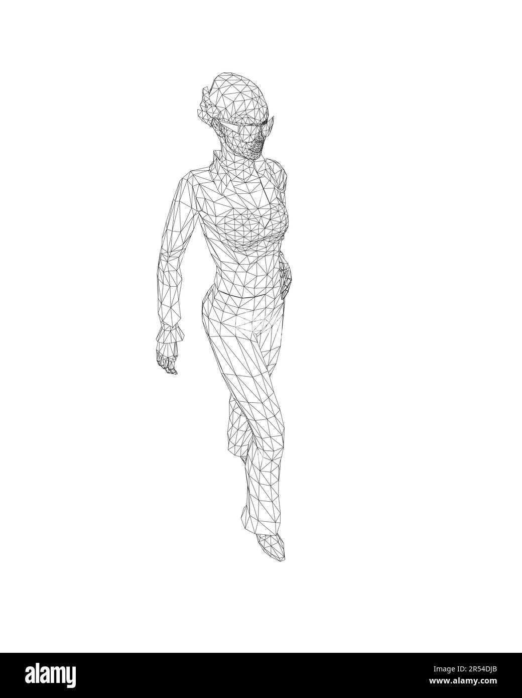 Businesswoman character wireframe. Attractive girl wearing formal suit ...