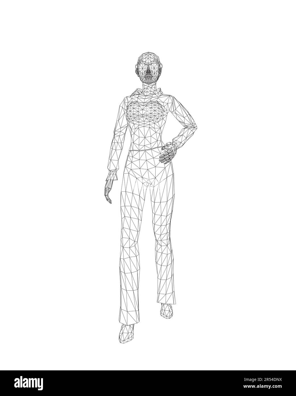 Businesswoman character wireframe. Attractive girl wearing formal suit ...