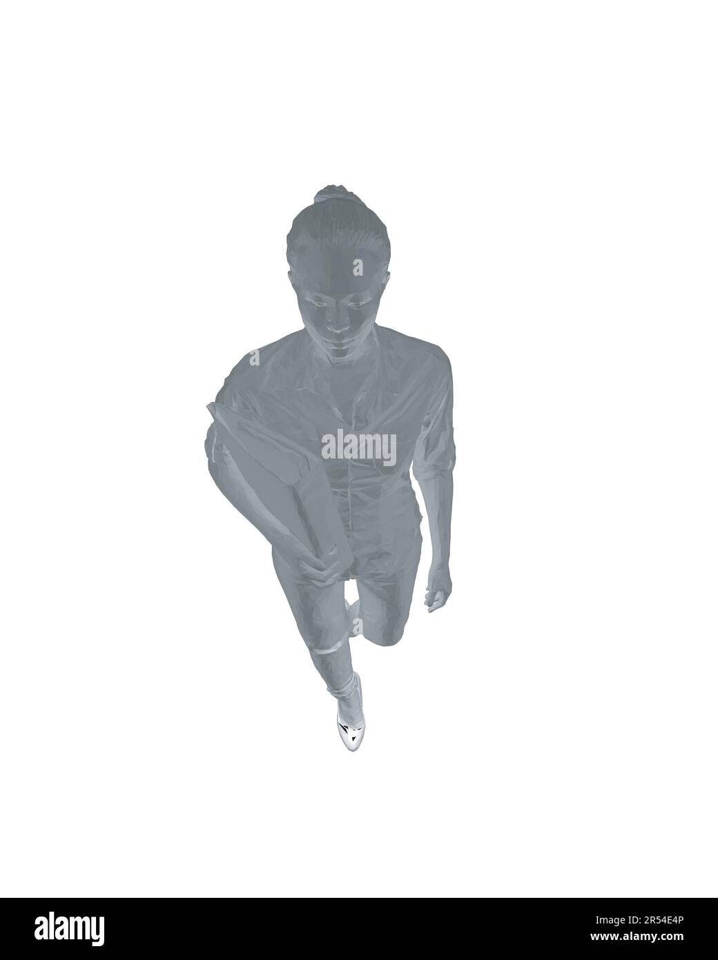 Polygonal drawing of fashionable young woman walking with folder with ...