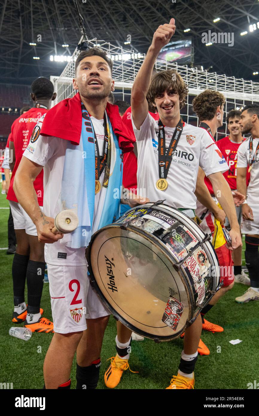 Budapest, Hungary. 01st June, 2023. Gonzalo Montiel of Sevilla and ...