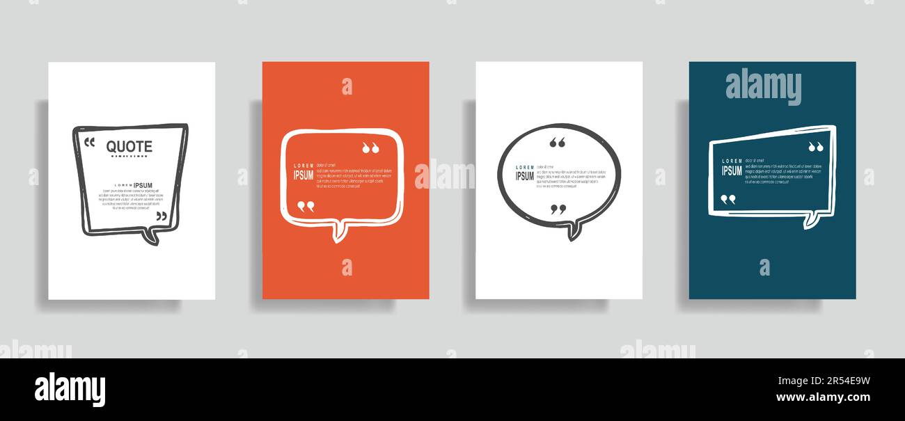 Quotes frame blank templates set, text in brackets, infographics banner ...