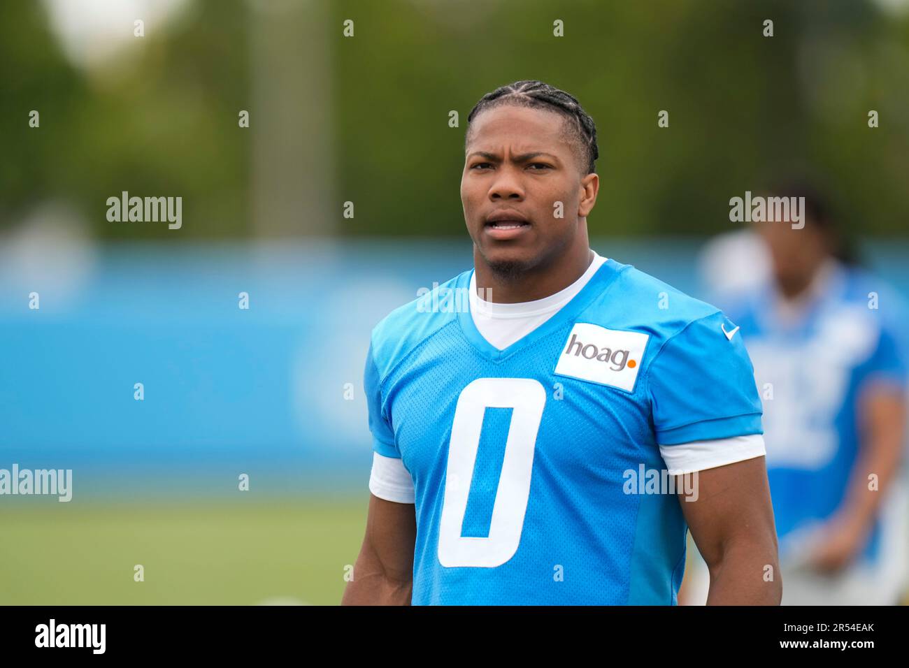 Los Angeles Chargers linebacker Daiyan Henley (0) leaves the filed ...
