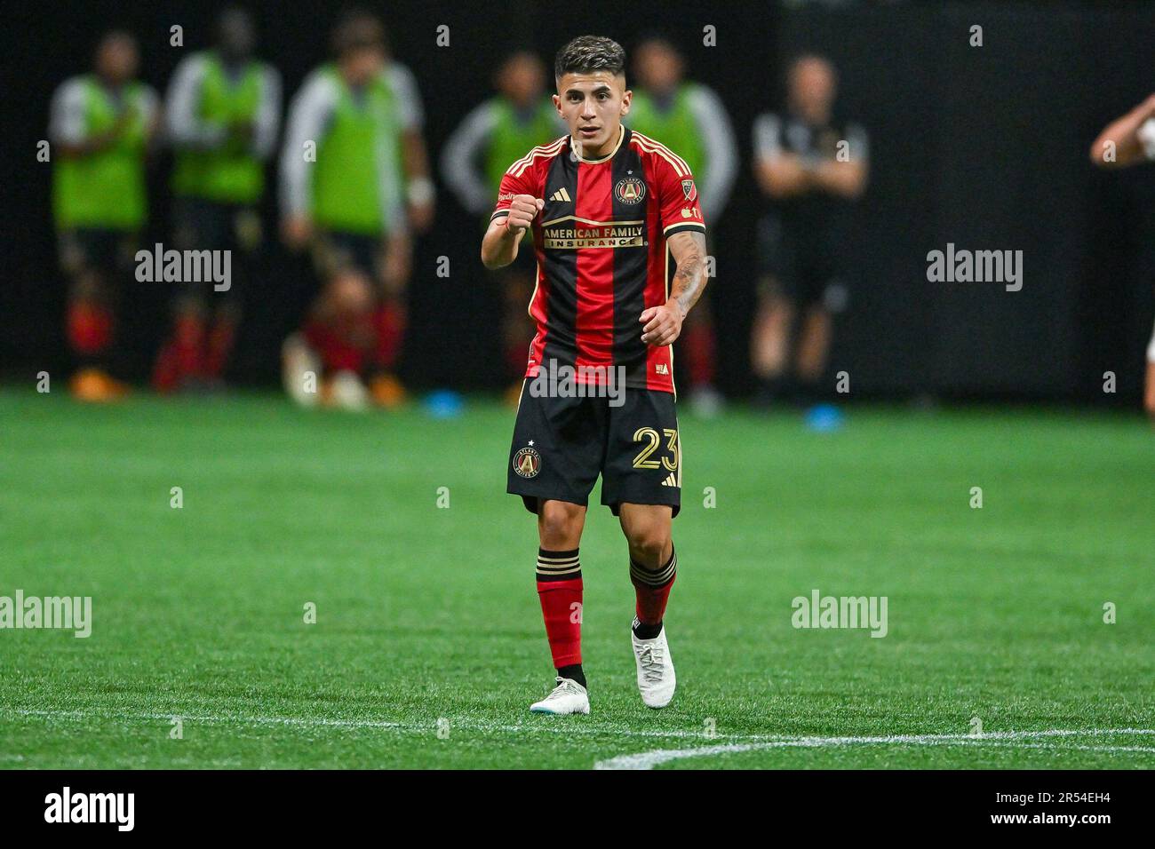 ATLANTA, GA – MAY 31: Atlanta midfielder Thiago Almada (23) reacts ...