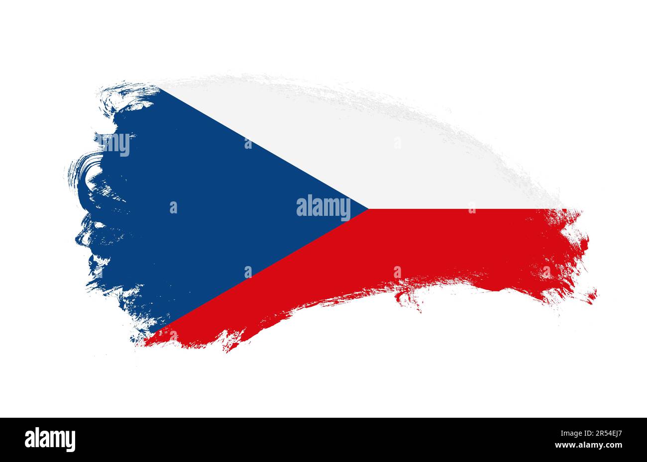 National flag of Czech Republic painted with stroke brush on isolated ...