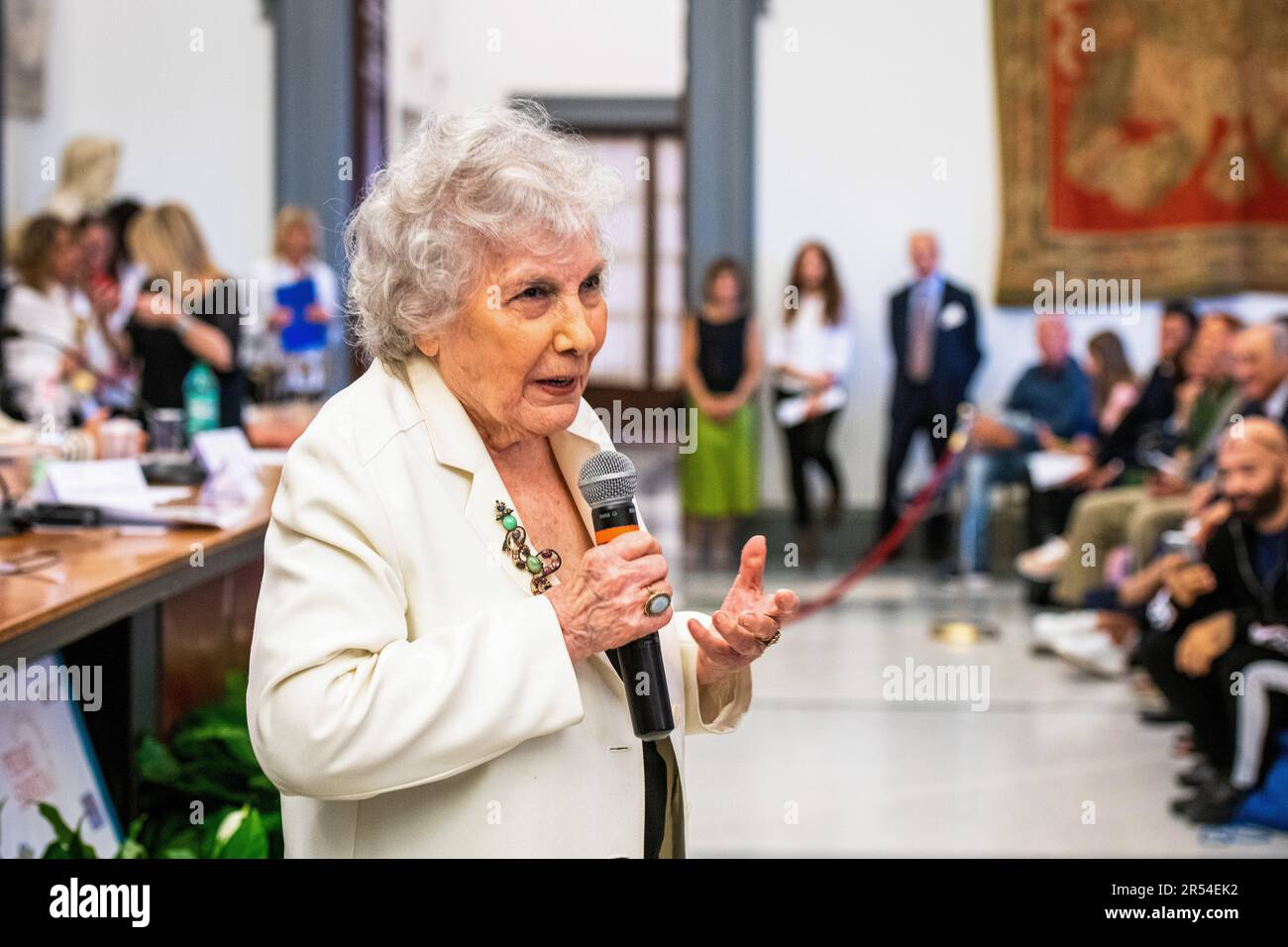 The writer Maria Jatosti delivers a speech during the Premio Simpatia ...