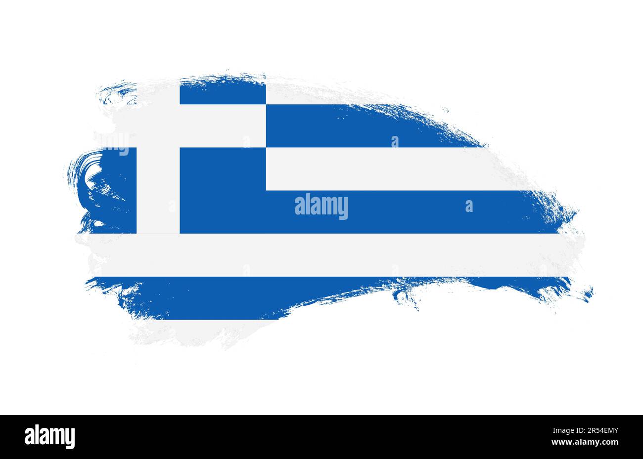 National flag of Greece painted with stroke brush on isolated white ...