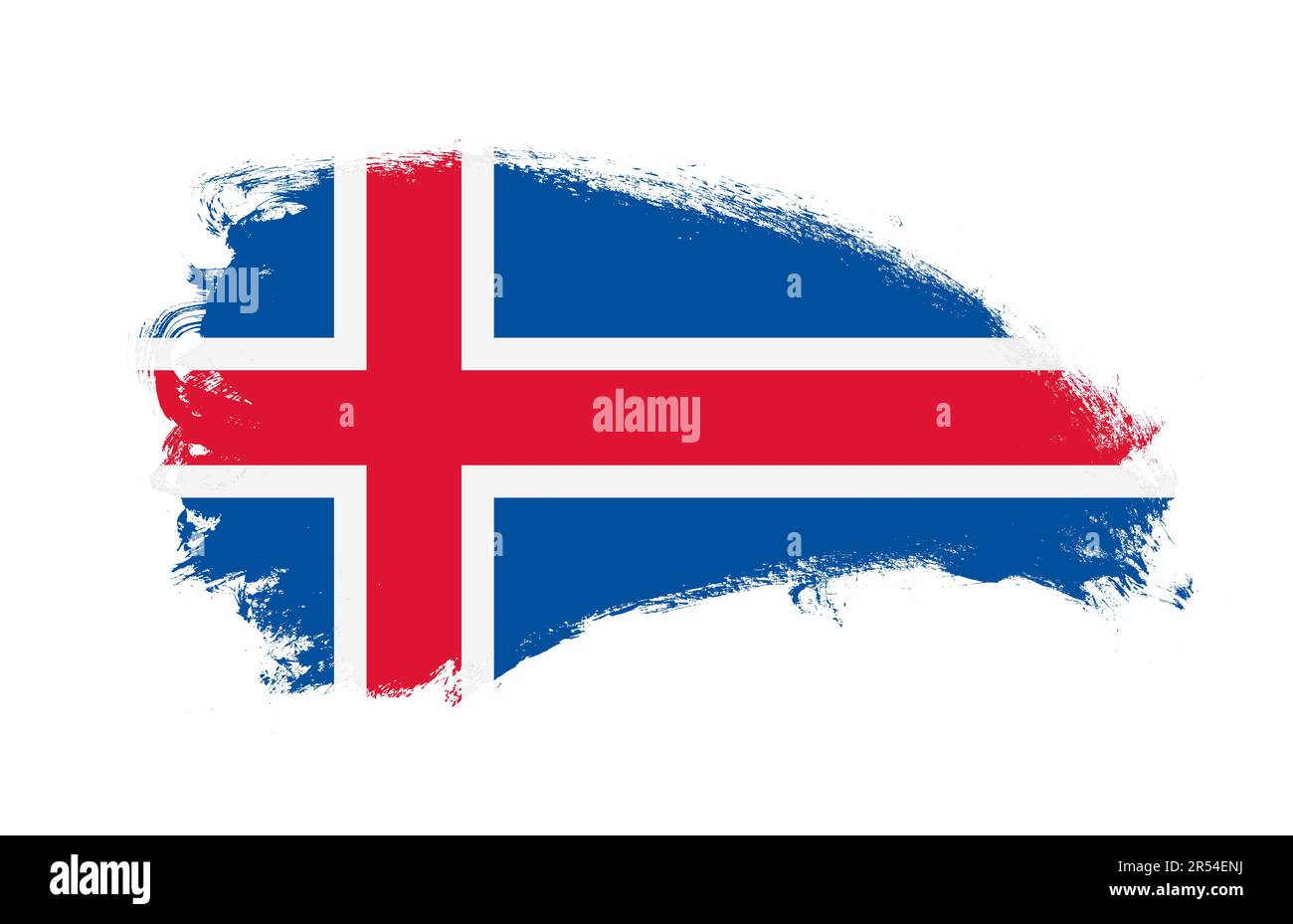National flag of Iceland painted with stroke brush on isolated white ...