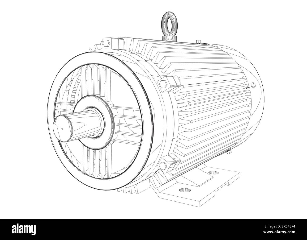 Electric motor icon on white background. Outline engine electric power ...