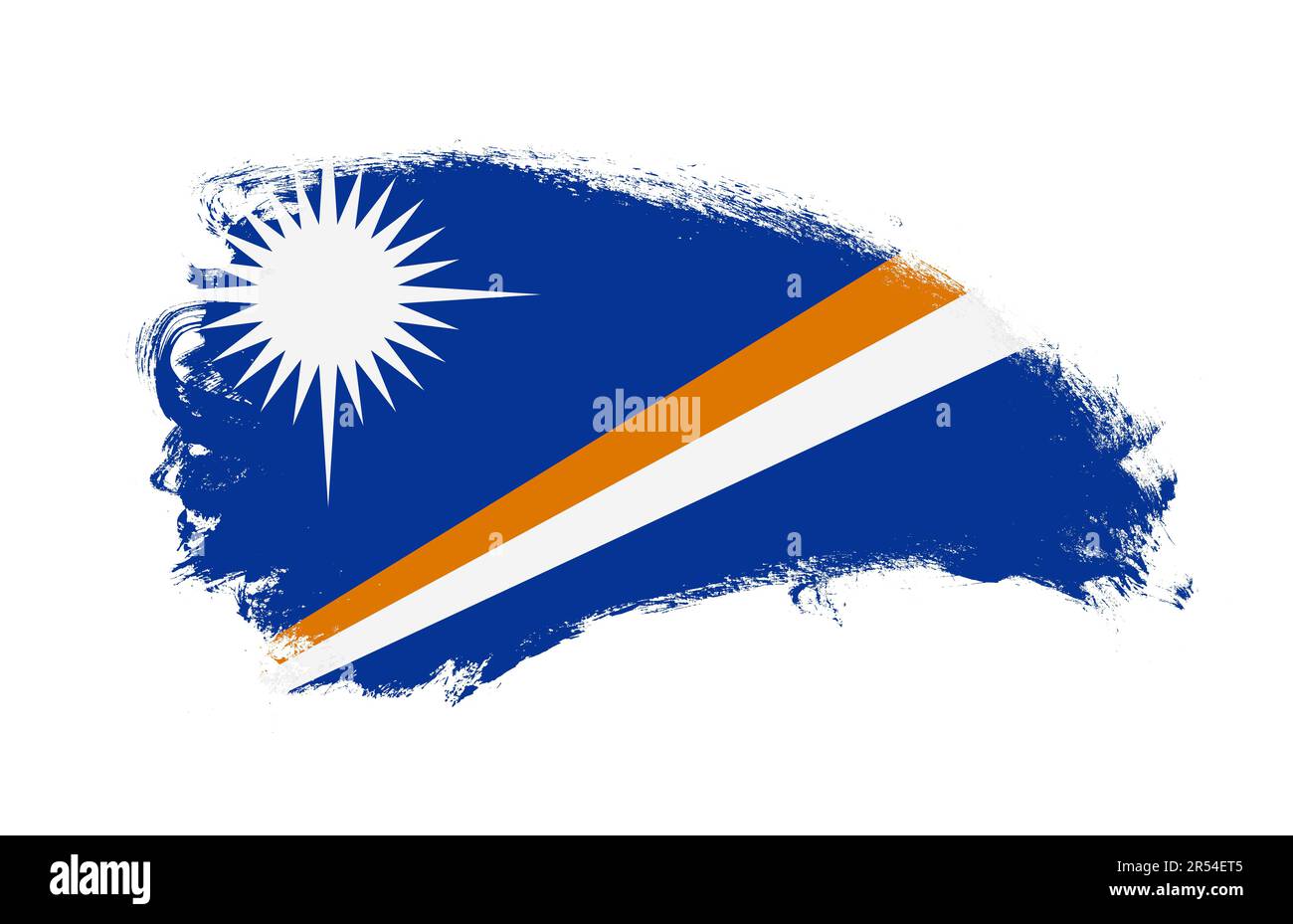 National flag of Marshall Islands painted with stroke brush on isolated ...