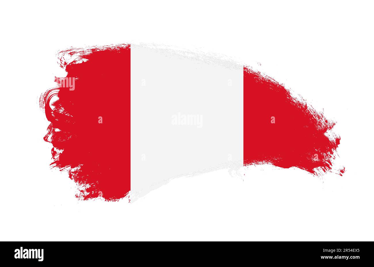 National flag of Peru painted with stroke brush on isolated white Stock ...