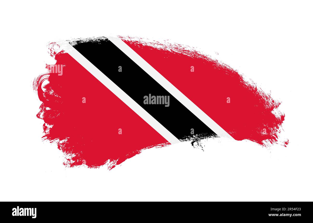 National flag of Trinidad And Tobago painted with stroke brush on isolated white Stock Photo - Alamy