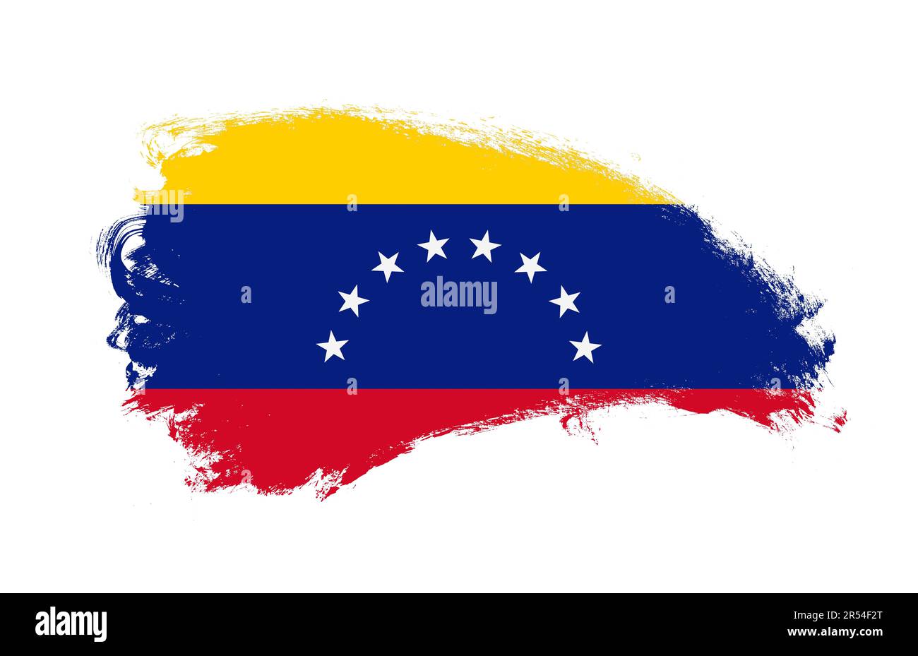 National flag of Venezuela painted with stroke brush on isolated white ...