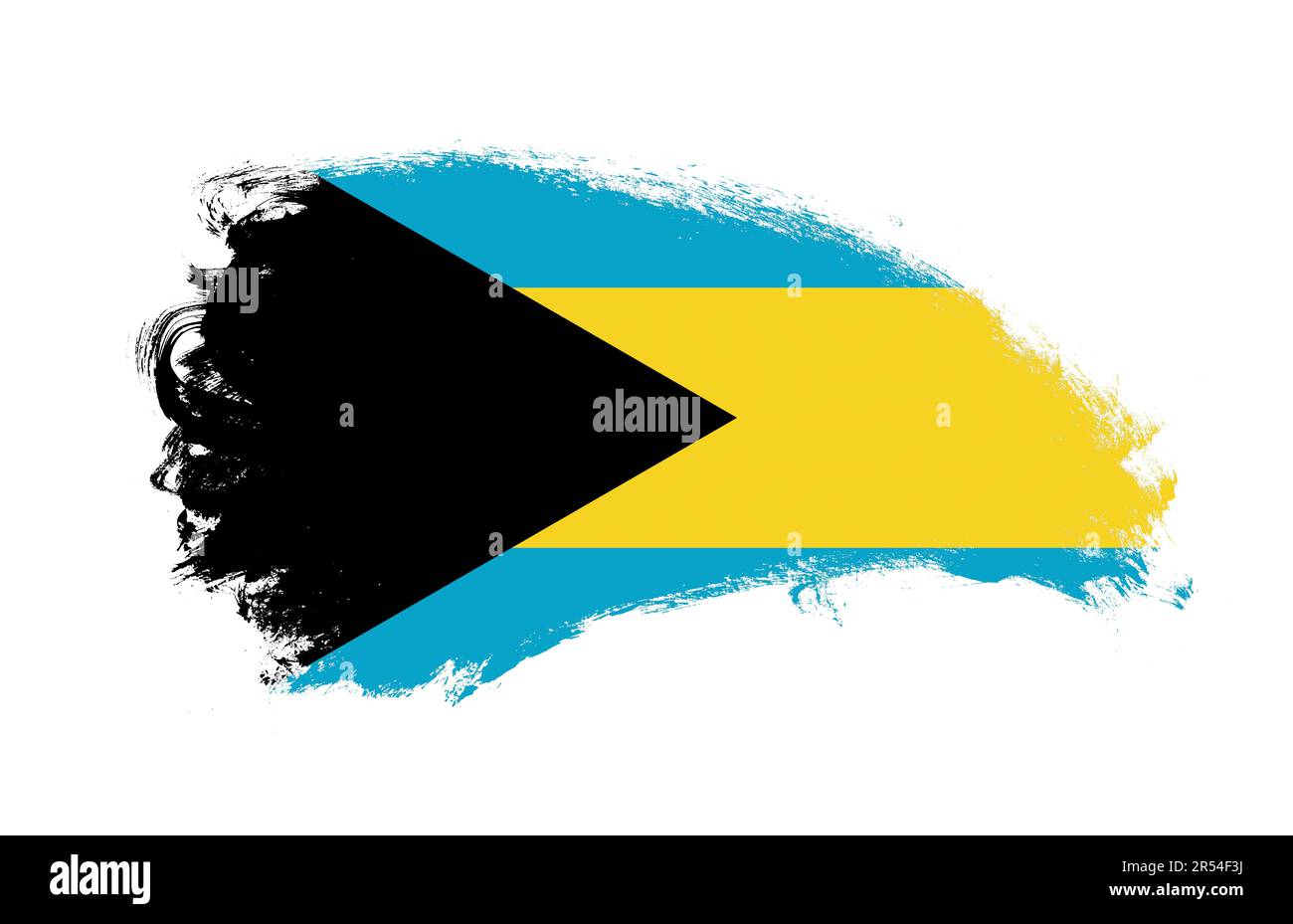 National flag of Bahamas painted with stroke brush on isolated white ...