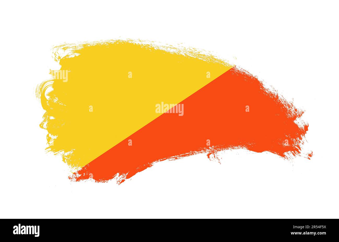 National flag of Bhutan painted with stroke brush on isolated white ...