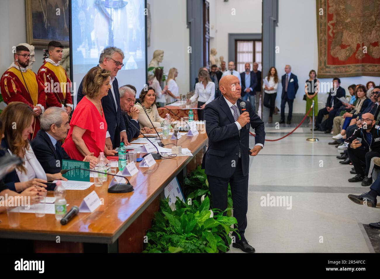 The Mayor of Cutro Antonio Ceraso delivers a speech during the Premio ...