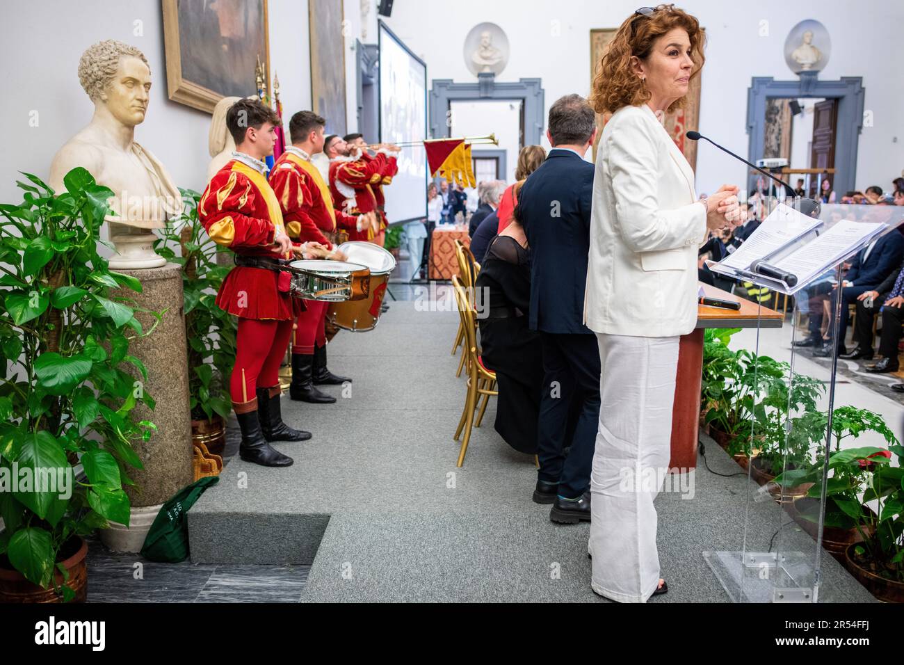 TV presenter and journalist Paola Saluzzi introduce the prizes during ...