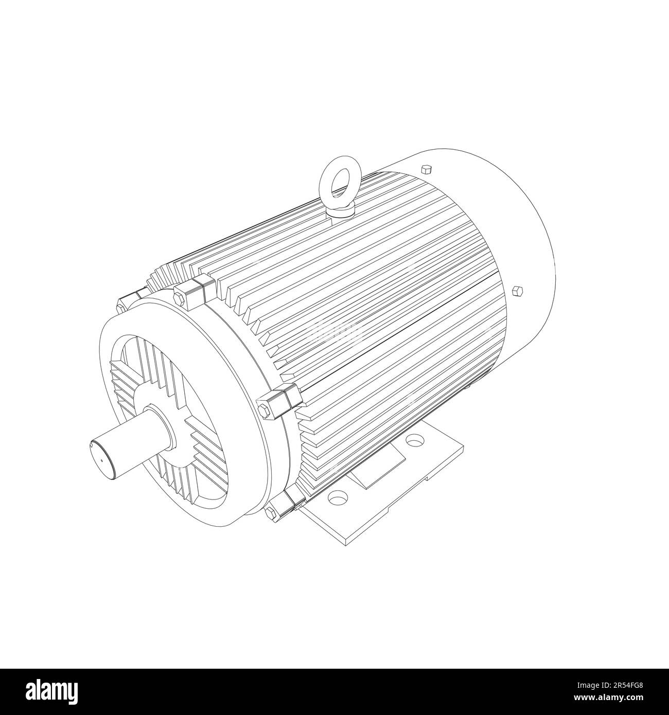 Electric motor icon on white background. Outline engine electric power ...