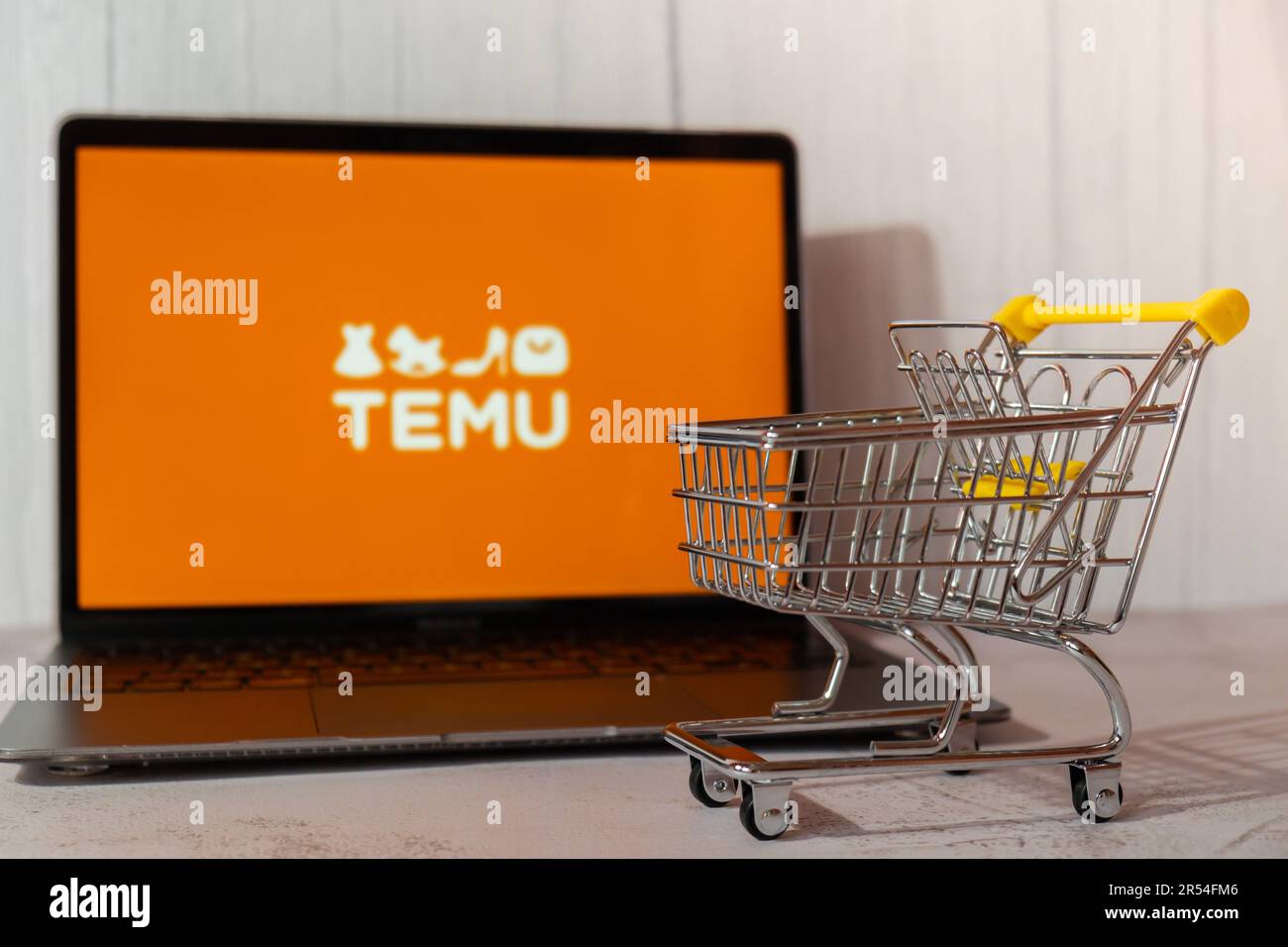 Gdansk, Poland - March 2023 Temu app icon in screen of MacBook Apple ...