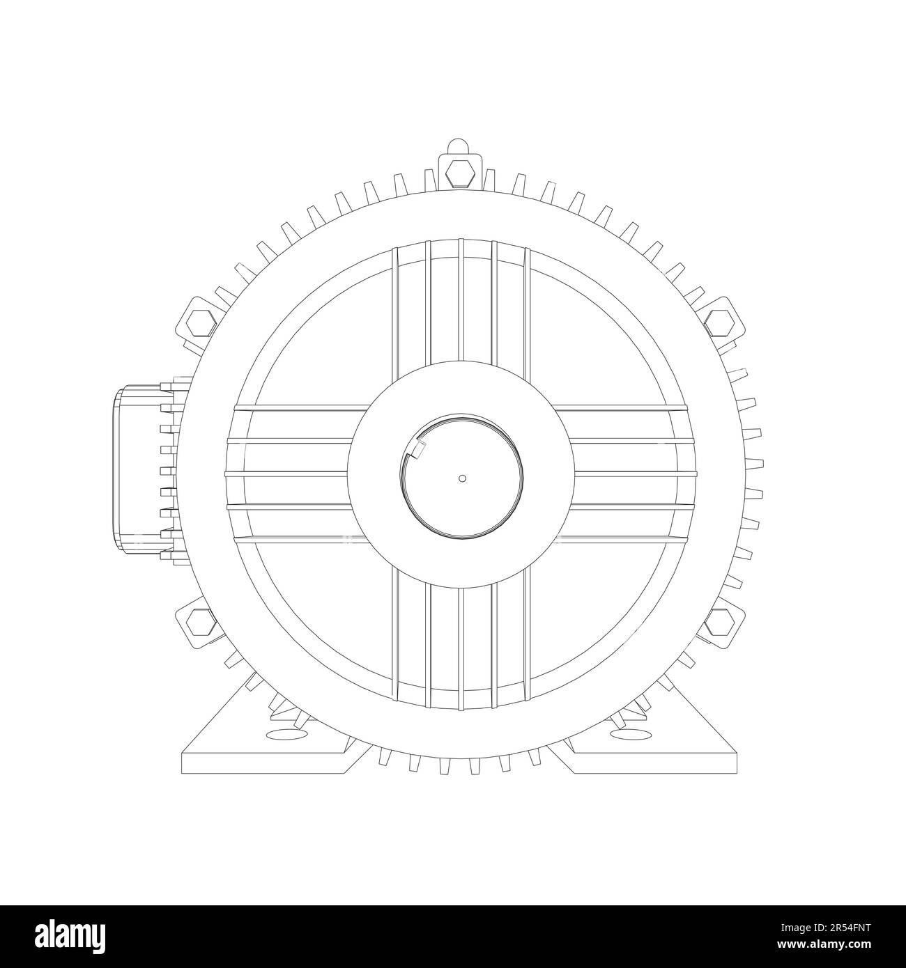 Electric motor icon on white background. Outline engine electric power ...