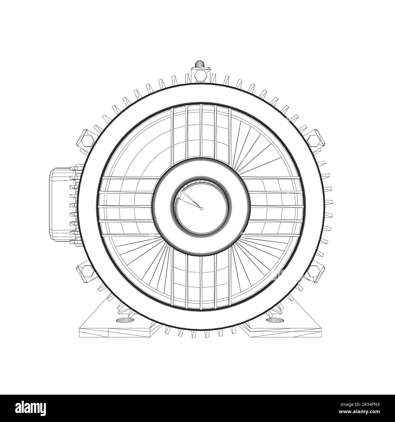 Electric motor icon on white background. Outline engine electric power ...