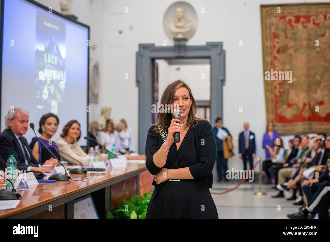 The writer Ilaria Tuti delivers a speech during the Premio Simpatia ...