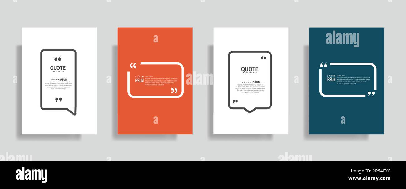 Quotes frame blank templates set, text in brackets, infographics banner ...
