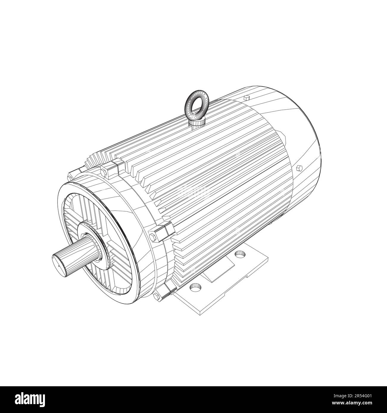 Electric motor icon on white background. Outline engine electric power ...