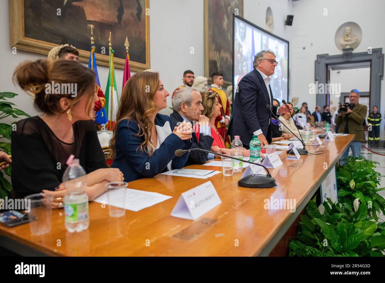 The Capitoline Councilor for Culture Miguel Gotor delivers a speech ...