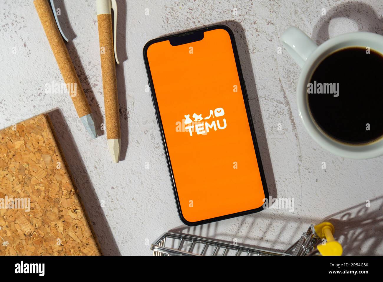 Gdansk, Poland - March 2023 Temu app icon in screen of mobile phone ...