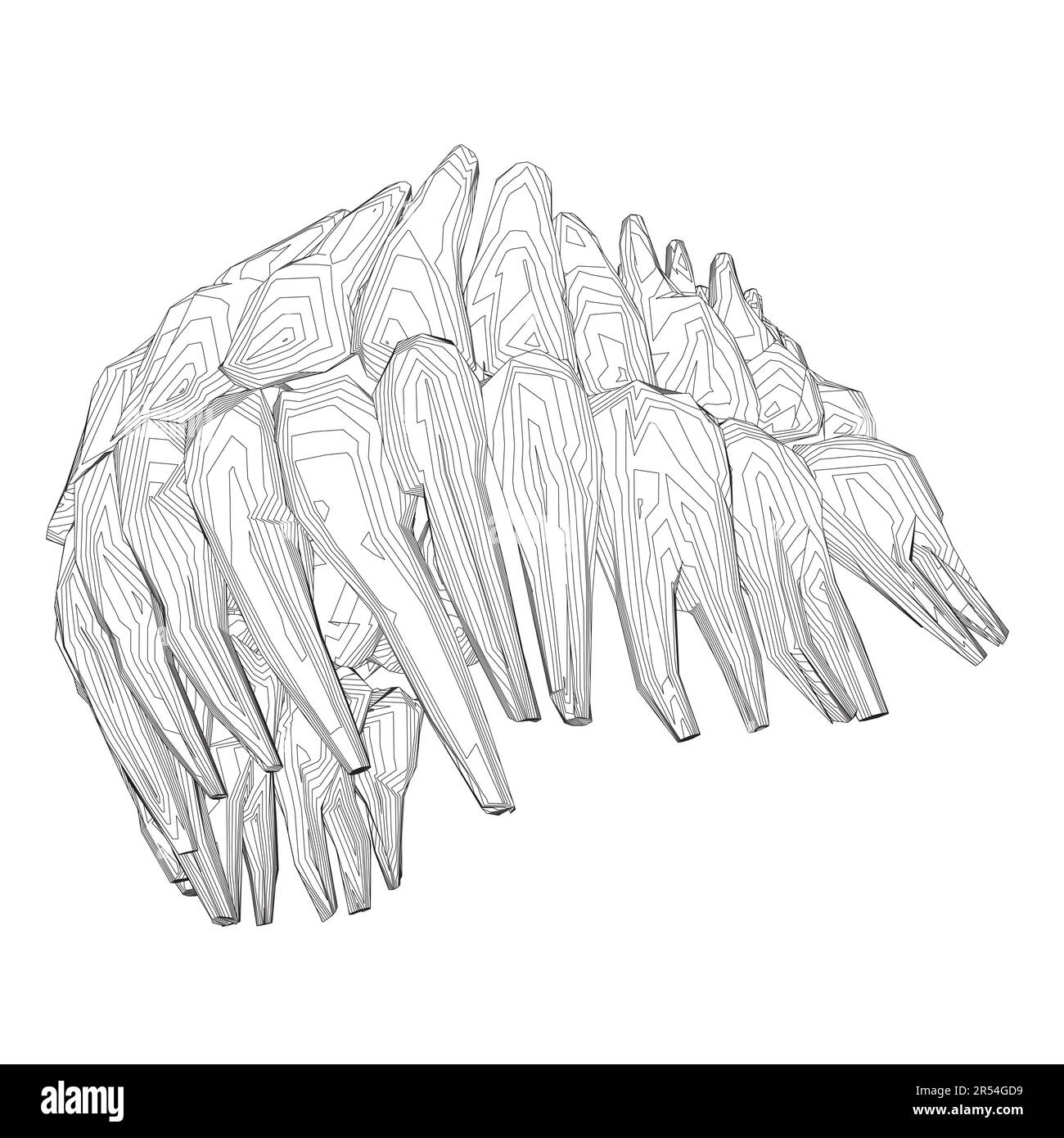 Teeth contour. Hand drawn different types of human tooth collection ...
