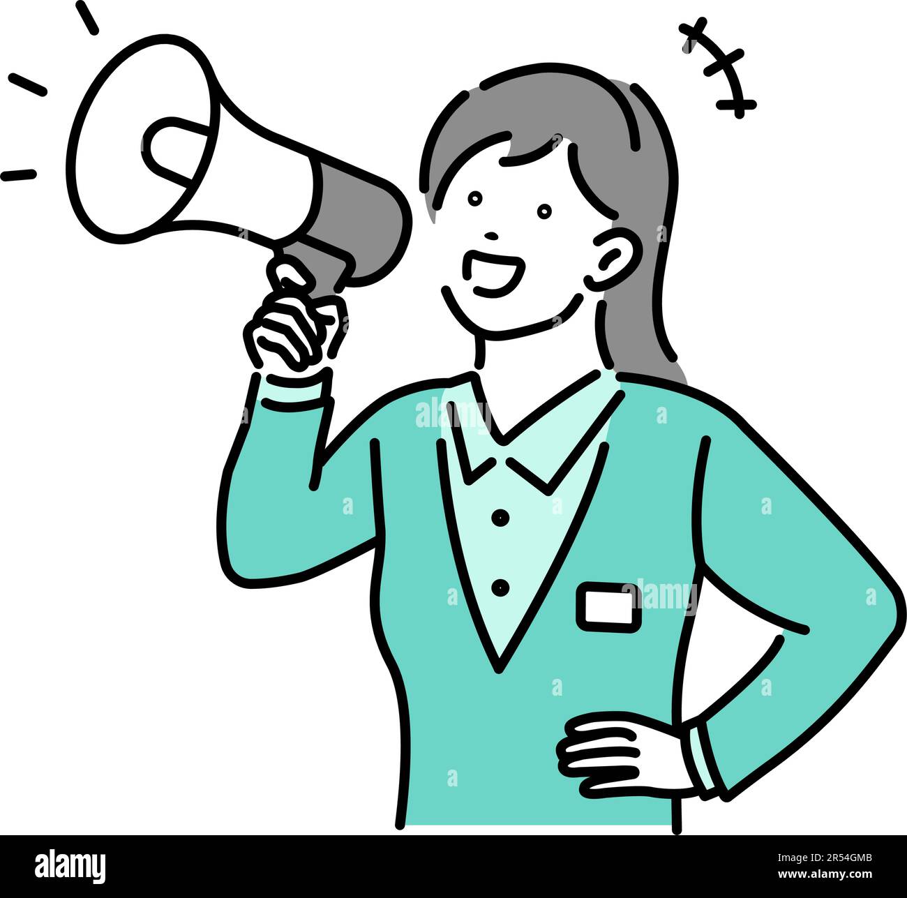 Young business woman with megaphone ( woman announcing ) vector ...
