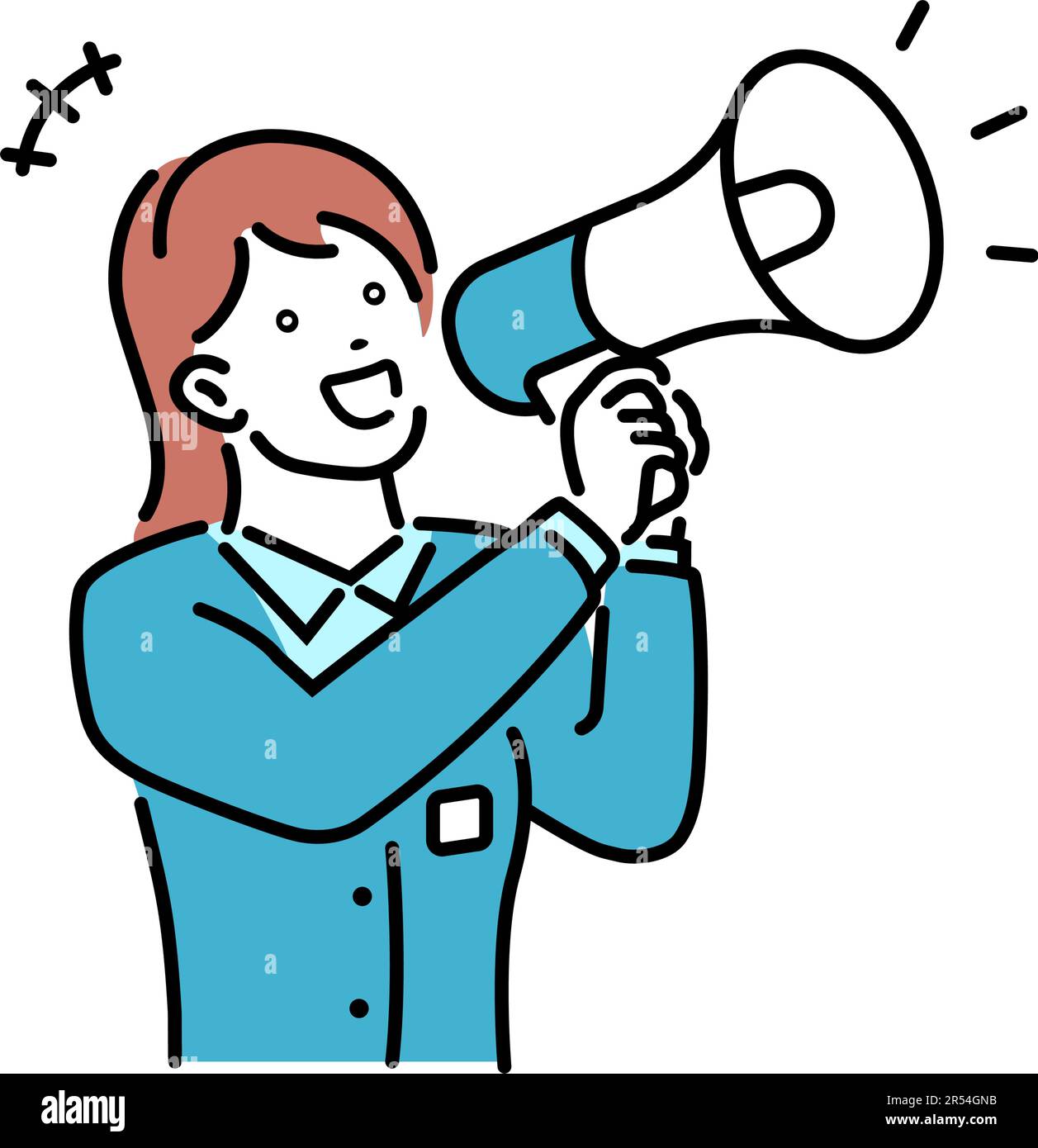 Young business woman with megaphone ( woman announcing ) vector ...