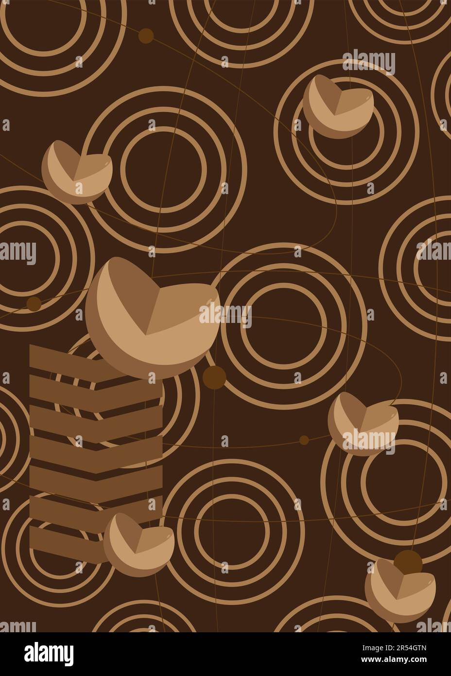 Abstract random brown colored shapes template for cover design. Retro ...