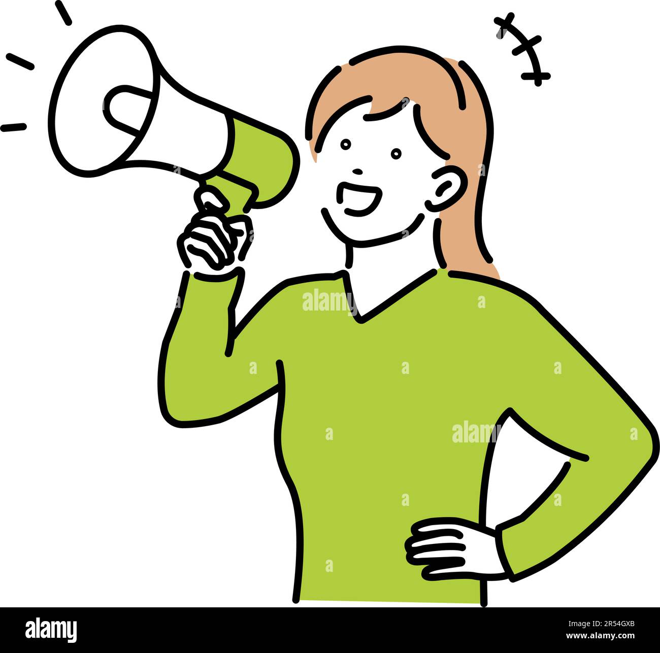 Young woman with megaphone ( woman announcing ) vector illustration ...