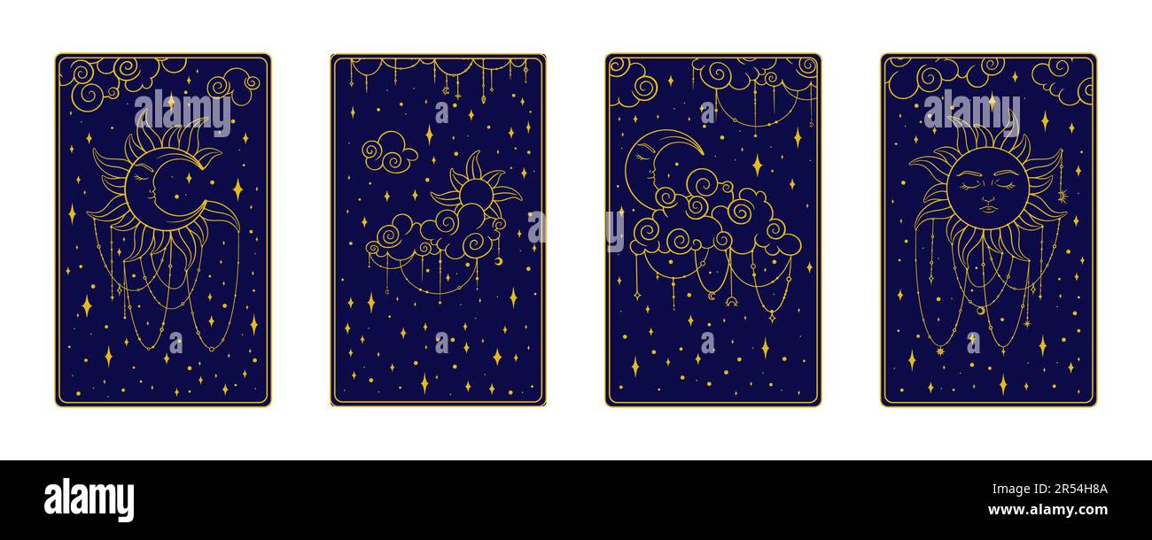 Tarot card backs set. Dark tarot card covers for fortune telling ...